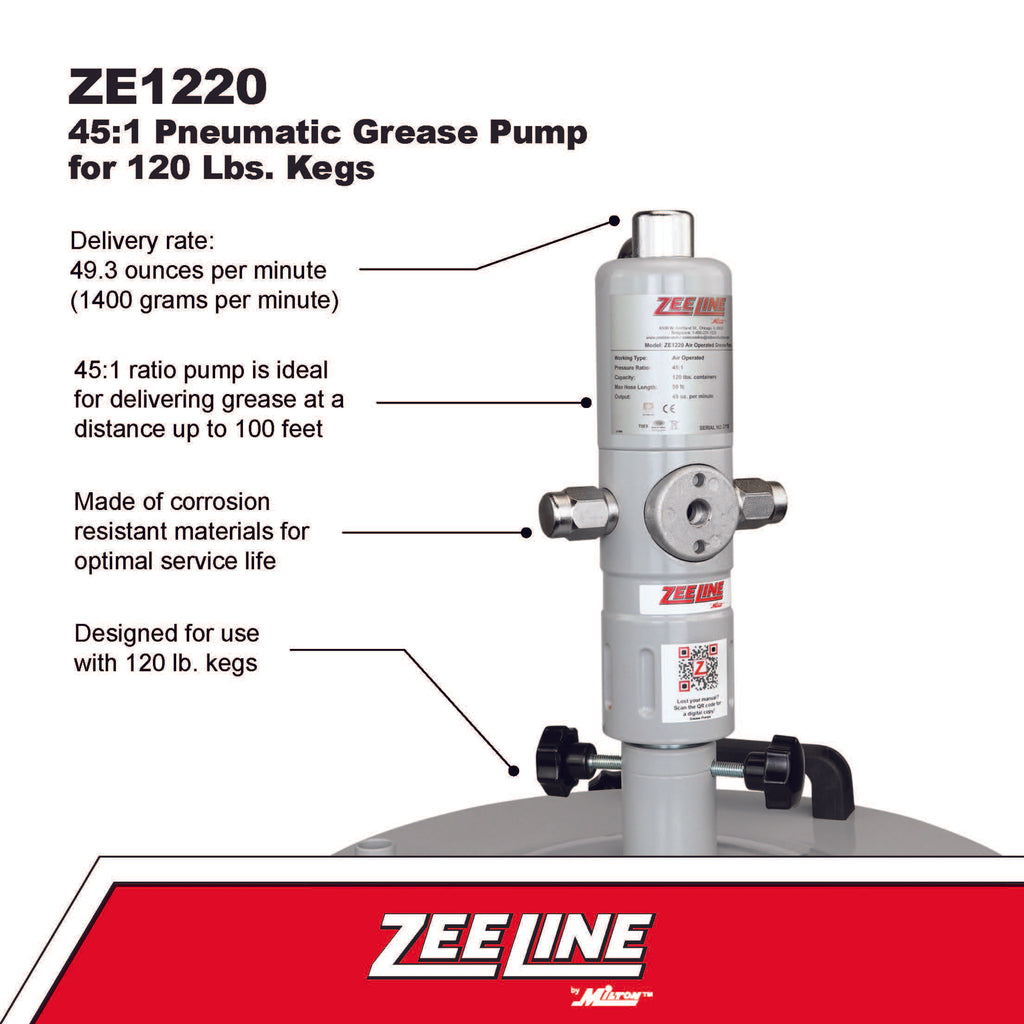 ZE1220-Air operated 60:1 grease system for 25-50lb pail with max ...