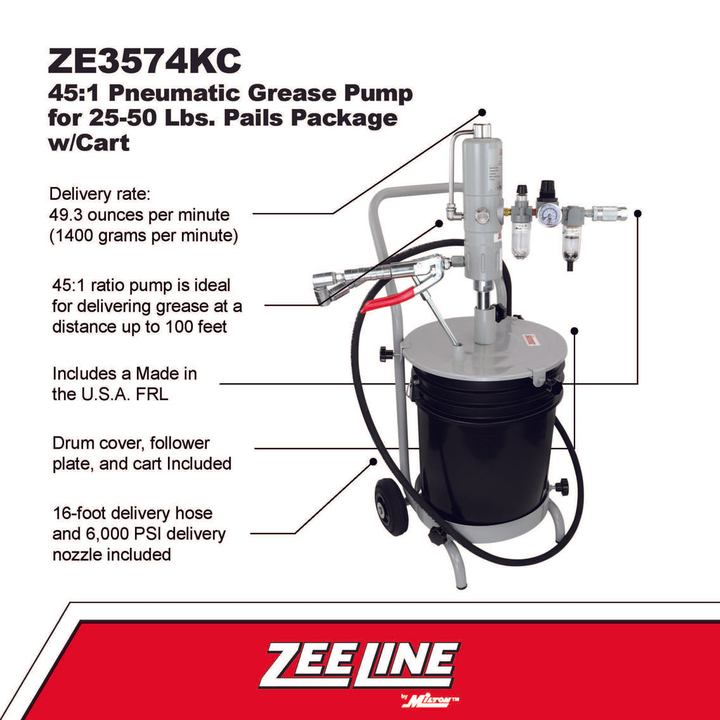 ZE3574KC – Air operated 60:1 grease system for 25-50lb pail with max ...