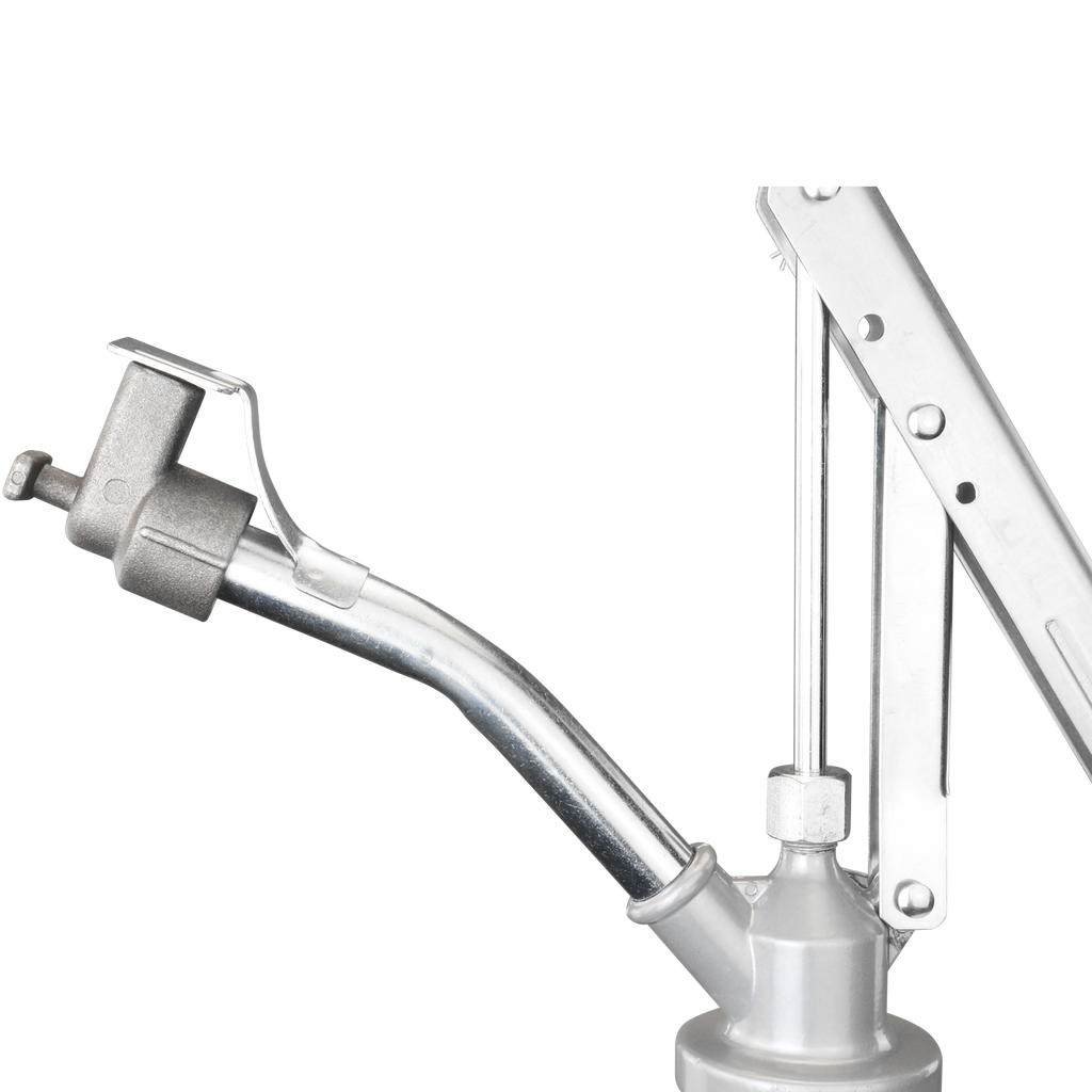 Hand operated oil pump with non-drip tip designed for 15-55 gallon drums