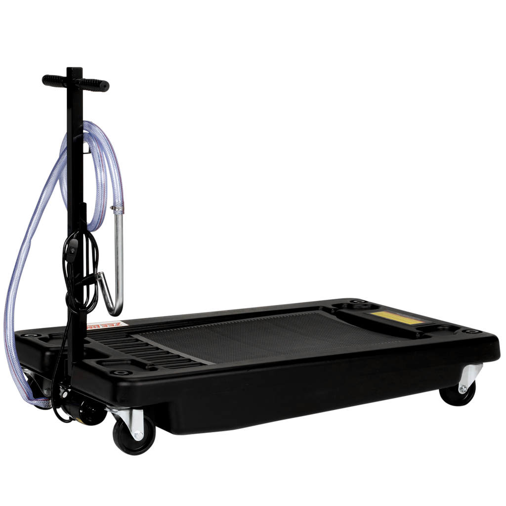 Low profile waste oil drain with an 17 gallon capacity